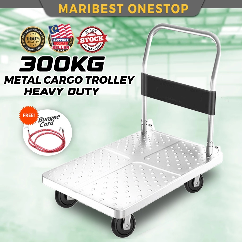 Heavy Duty Metal Foldable Trolley Capacity 300kg Solid Steel with Wheel ...
