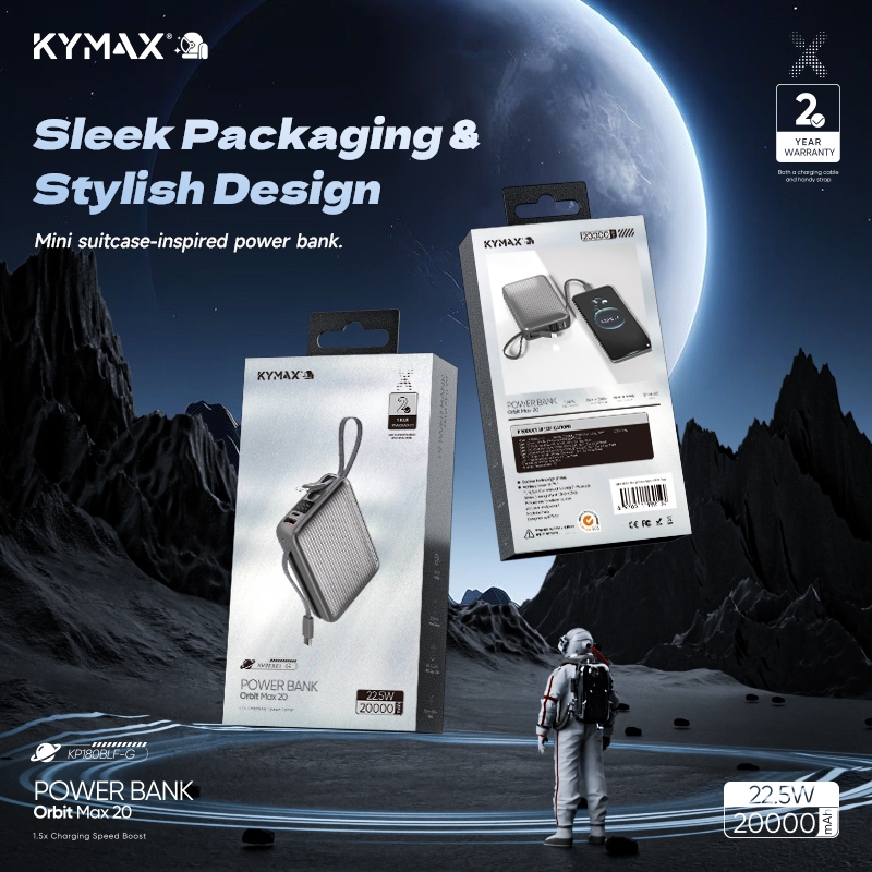 KYMAX Power Bank Orbit Max 20 | Beg Pakaian Bagasi Mini 20000mAh 22.5W ...