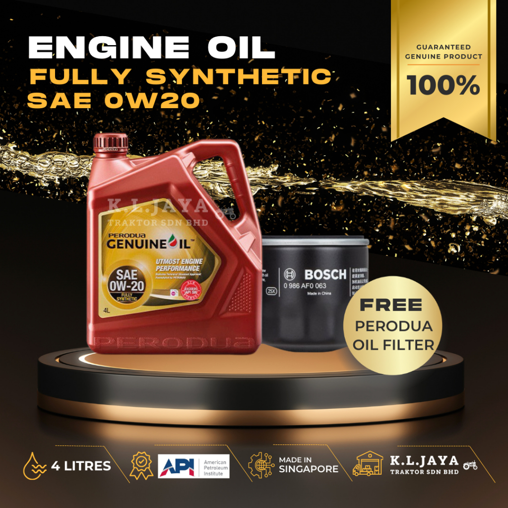 PERODUA SAE 0W-20 FULLY SYNTHETIC ENGINE OIL 4LITERS AXIA/MYVI/KANALI ...
