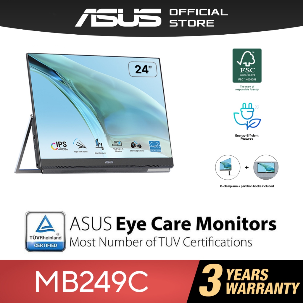 ASUS ZenScreen MB249C Portable Monitor - 24-inch Full HD 1920 x 1080 ...