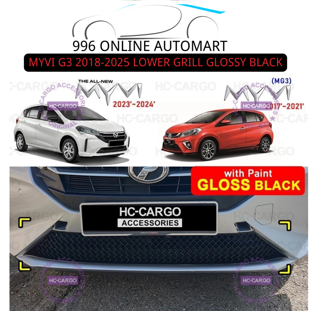 PERODUA MYVI GEN 3 2018-2025 FRONT GRILL HONEYCOMB LOWER GRILL GLOSSY ...