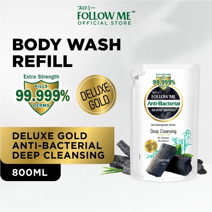 Follow Me Anti-Bacterial Body Wash Deluxe Gold Refill Pack (Charcoal ...