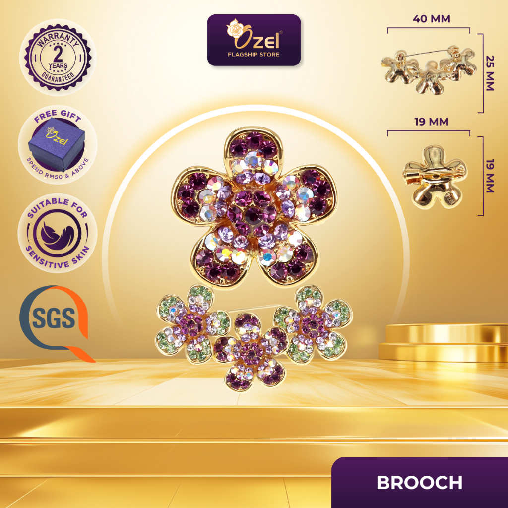 Ozel Set Brooch Bunga Kembar B219 & GG34024 | Kerongsang & Pin Tudung ...