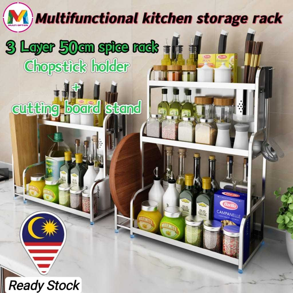 STAINLESS STEEL SAUCE SPICE RACK SEASONING MULTIPURPOSE ORGANIZER ...