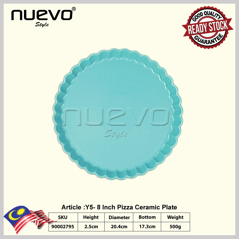 NUEVO 8 Inch Blue Ceramic Chrysanthemum Plate 蓝色陶瓷菊花盘 Pinggan Seramik ...