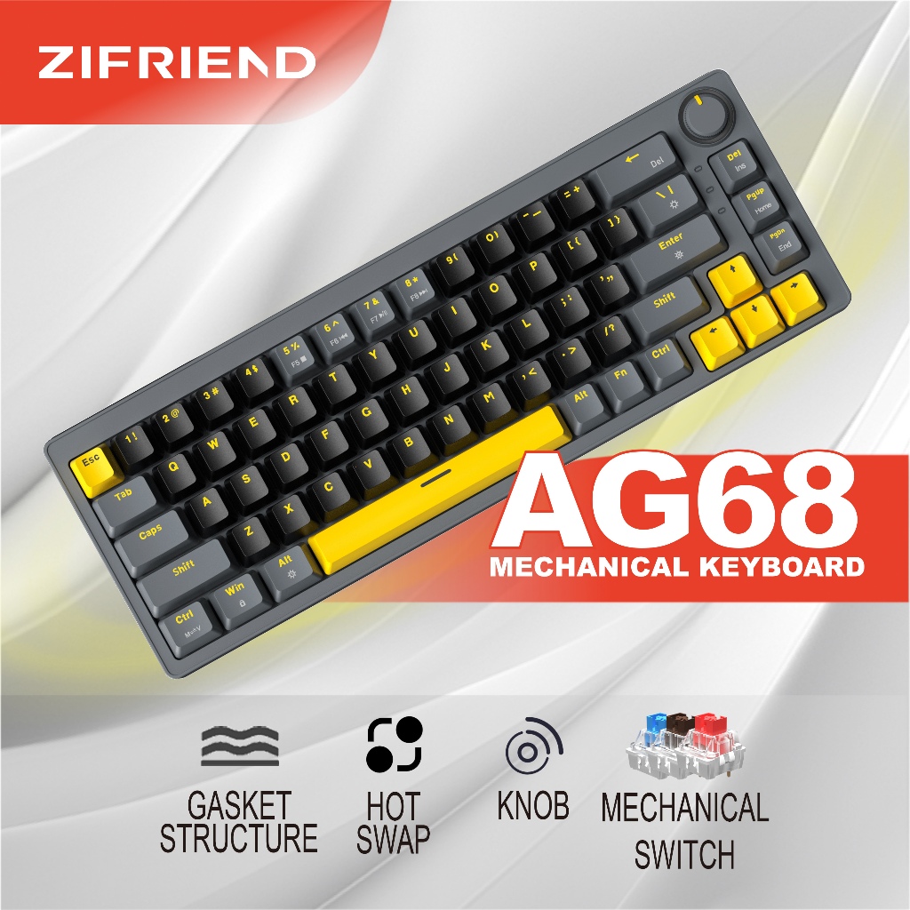 ZIFRIEND AG68 Mechanical Gaming Keyboard Gasket Structure Hotswap Rgb ...
