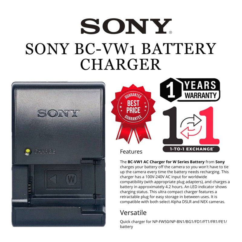 sony original battery/charger FW50 battery/sony bc-vw1 charger (1 years ...