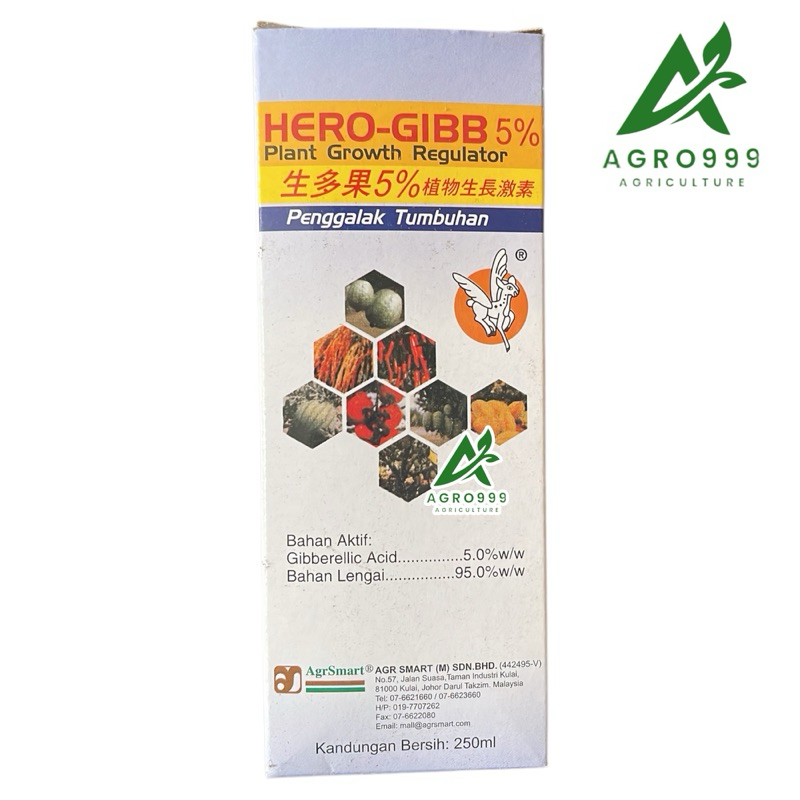 250ml HERO GIBB 5% AGR Smart Plant Growth Regulator Penggalak Pertumbuhan Gibberellic Acid GA3 ...