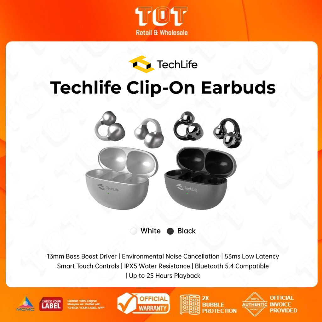 REALME TechLife Clip-on Earbuds I 13mm Bass Boost Driver I 25-Hour ...