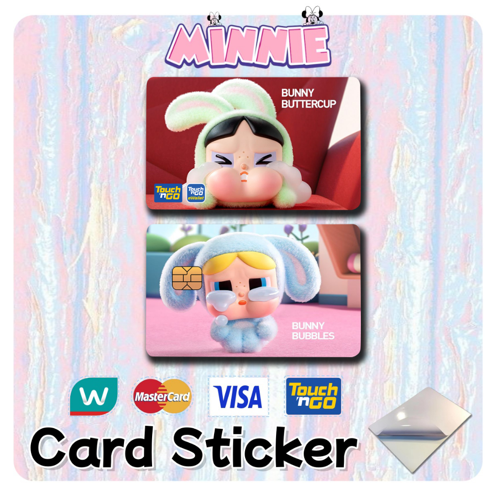 [ Cry Powerpuff Girl ] Touch n Go Card Sticker Cover TNG / Watsons / ACCESS / MASTER / VISA ...