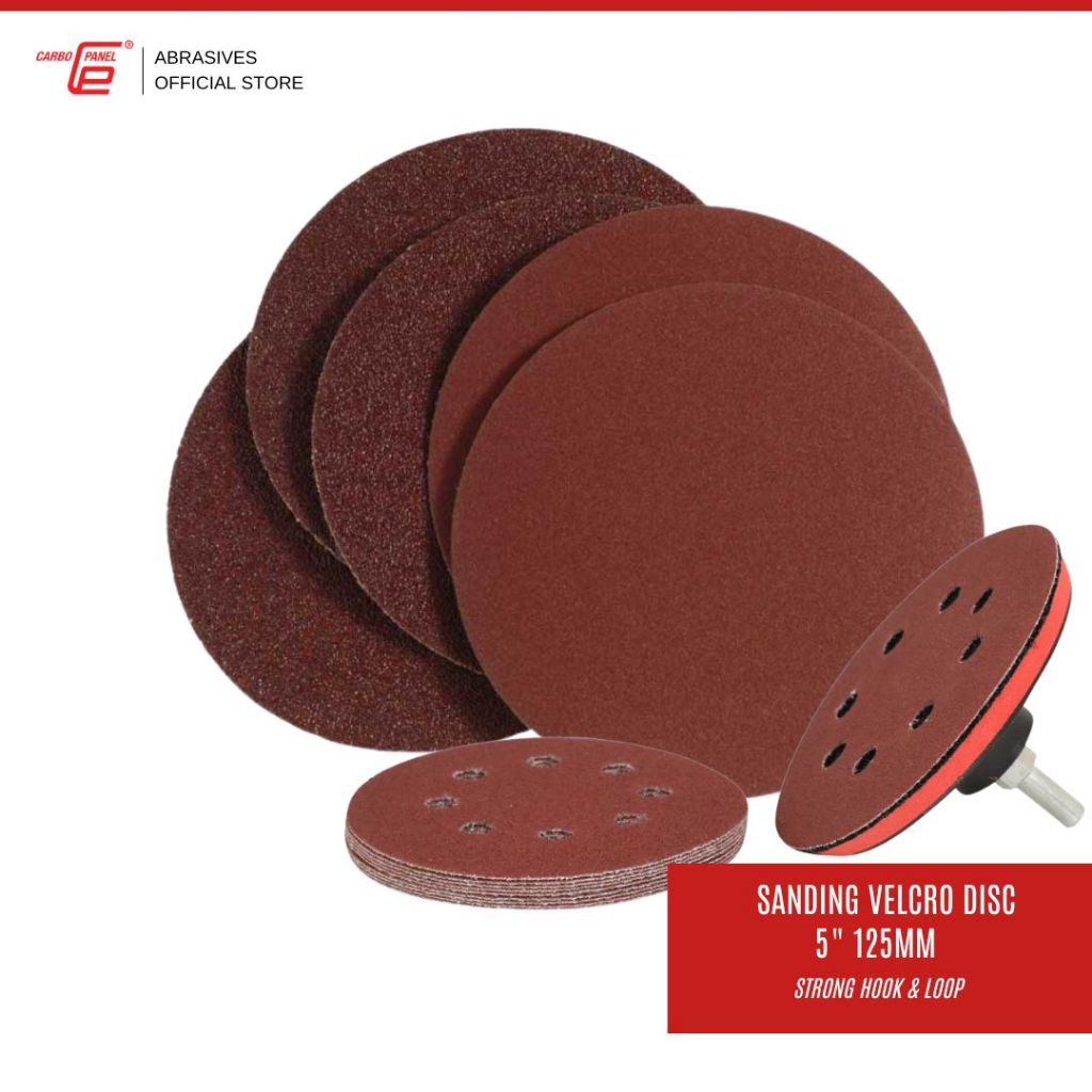 Carbo Panel 5" inch Velcro disc (125mm ) Red Sanding Velcro Disc (Hook ...