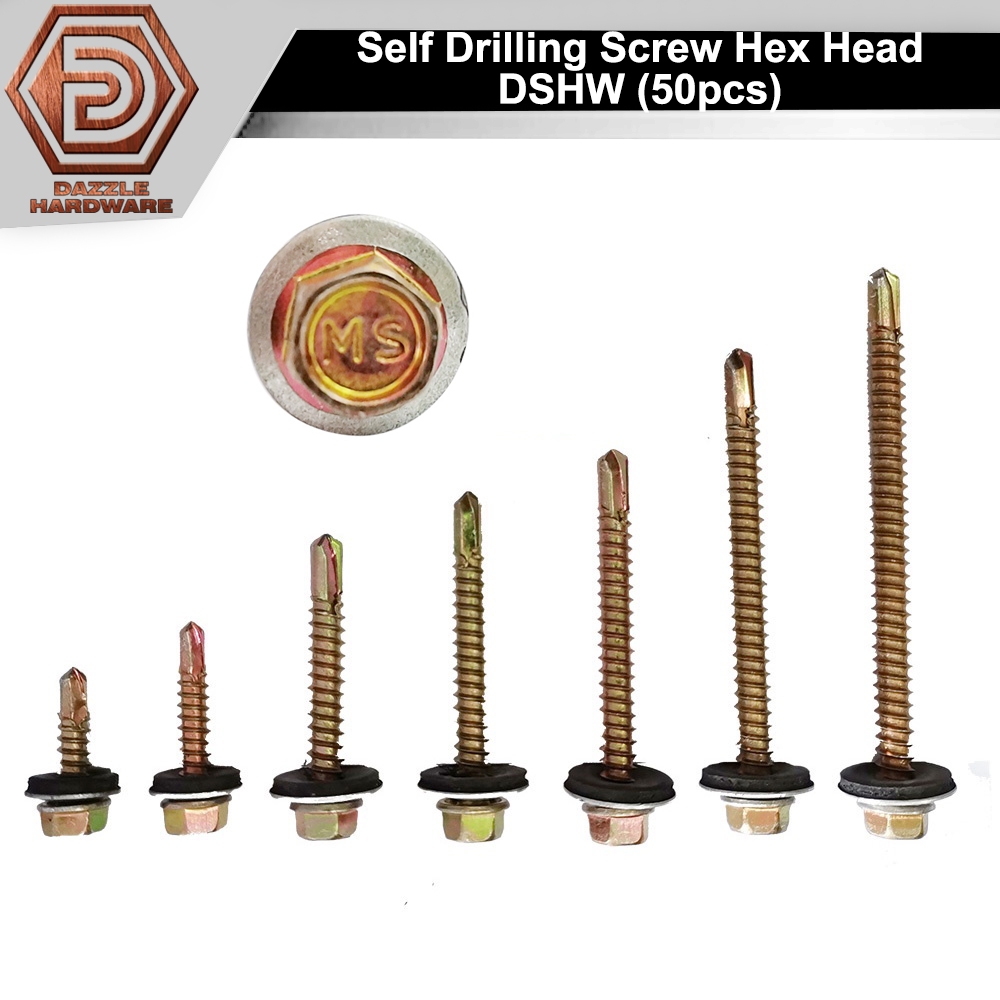 [ 1 unit = 50pcs ] Self drilling screw hex head with waher DSHW metal ...