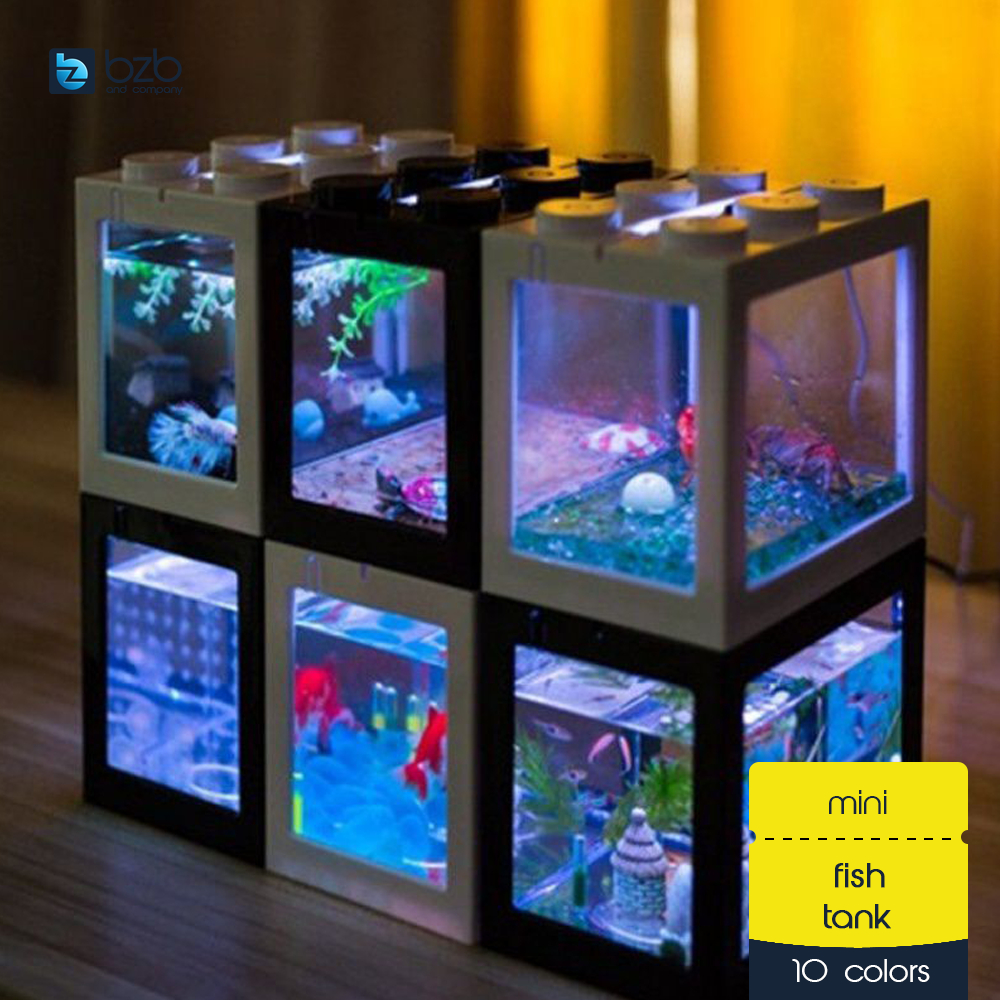 Lego Mini Fish Tank USB LED Plastic Landscape Aquarium Guppy Fish 迷你鱼缸 ...