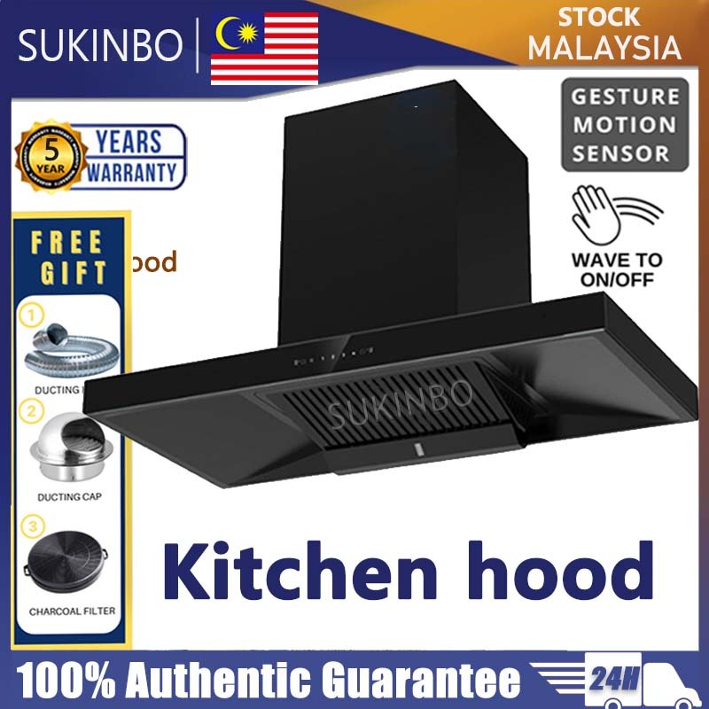 SUKINBO T-type Top Suction Kitchen Cooker Range Hood Automatic Cleaning ...