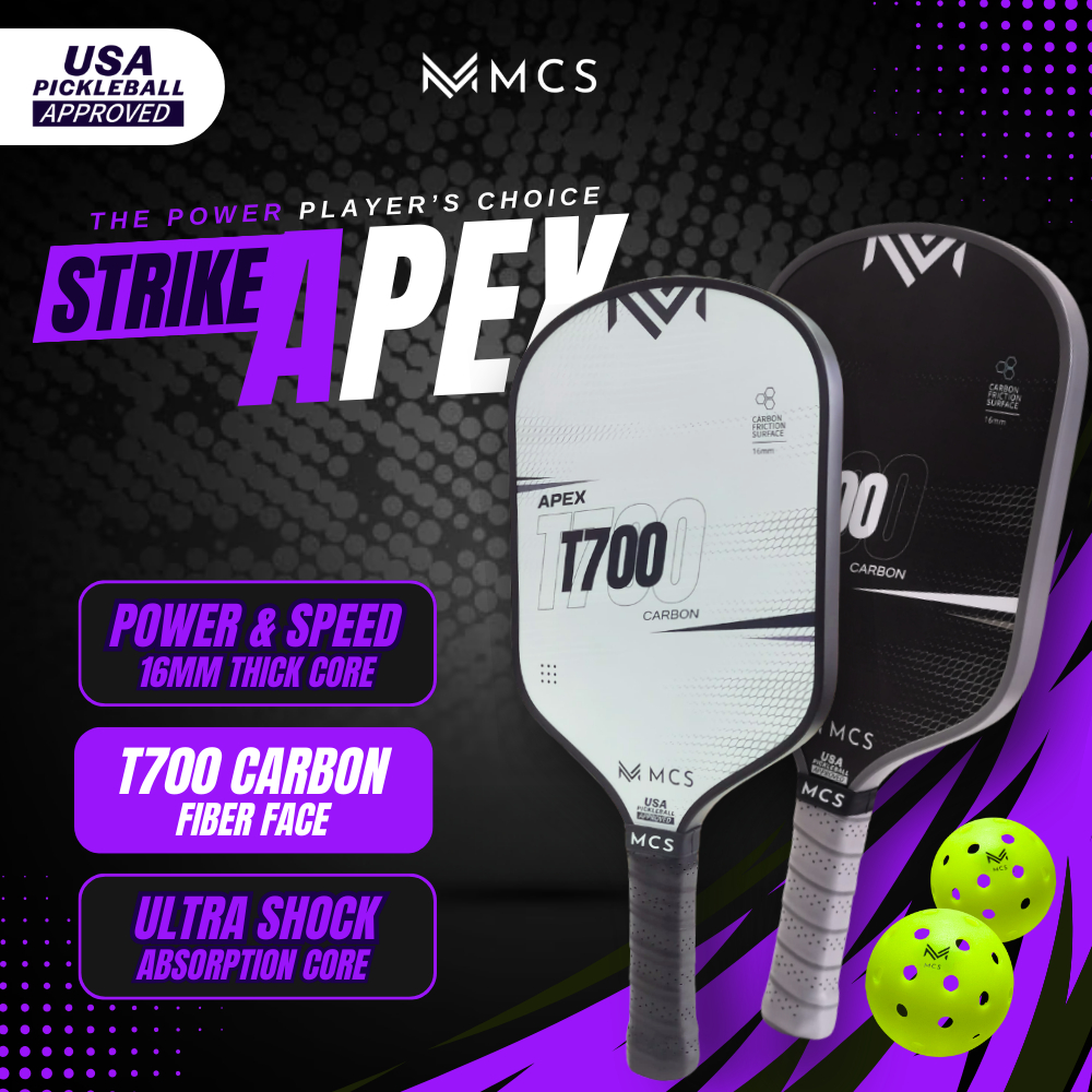 【MCS PICKLEBALL】Set Raket Pickleball | APEX T700 Carbon Fiber Paddle Set Rackets USAPA Approved ...