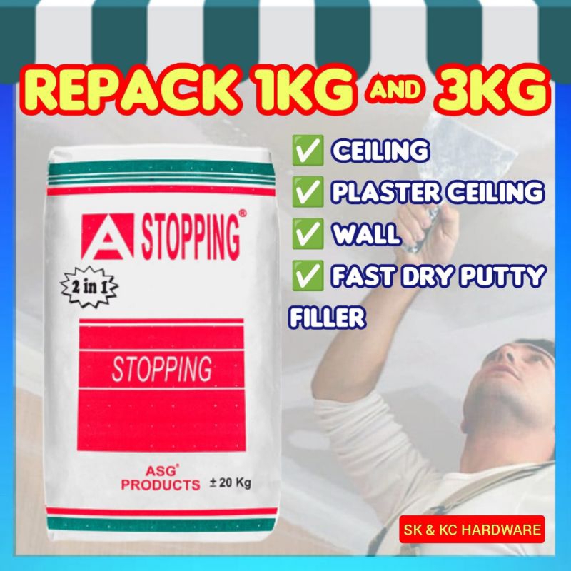 1KG & 3KG ASG Cement Stopping Compound / Simen Plaster Ceiling Wall ...
