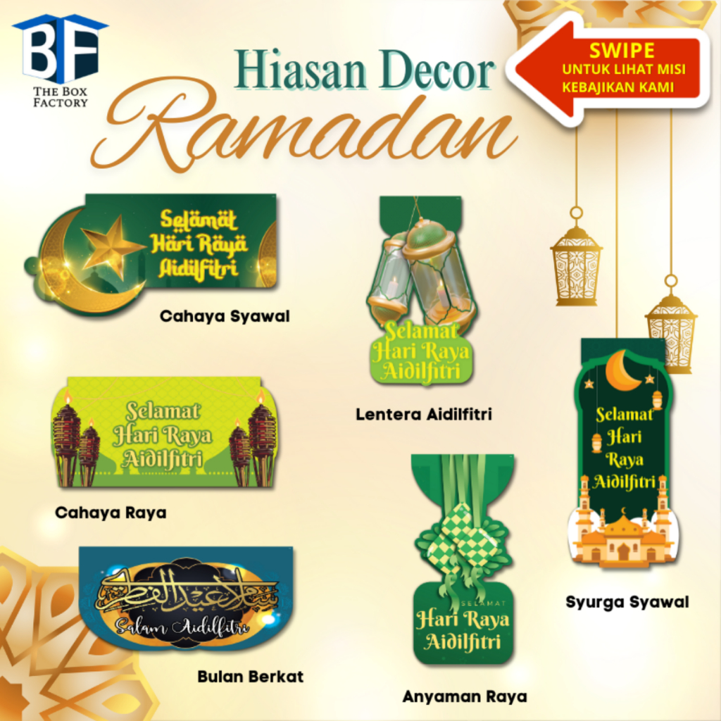 2025 HIASAN RAYA FLAG DECO RAMADAN HARI RAYA AIDILFITRI 6.4" X 13 ...