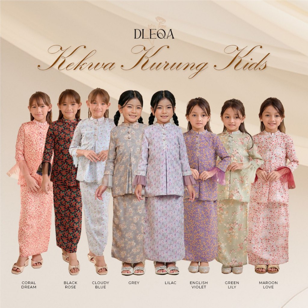 DLEQA Kekwa kurung kids comel material chiffon kain fully getah ...