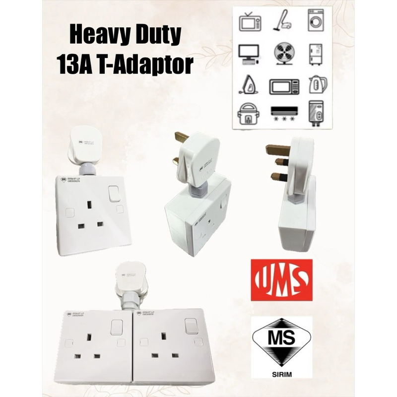 HEAVY DUTY Adaptor Extension Socket Adaptor 2 Gang 3 Gang 4 Gang Wall ...