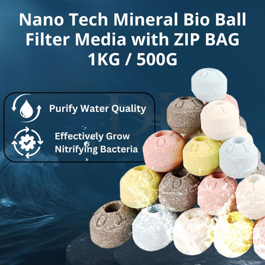 Nano Tech Mineral Bio Ball Filter Media with ZIP BAG - 1KG / 500G ...