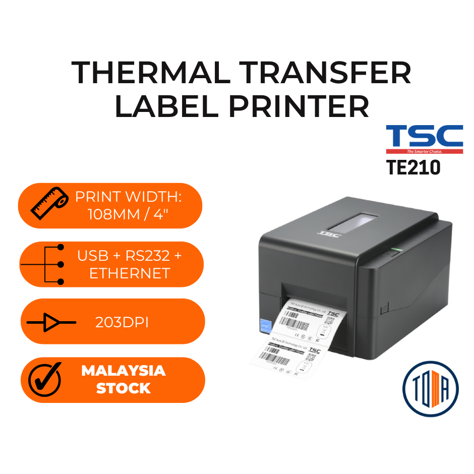 TSC TE210 Barcode Printer Thermal Label Printer | Shopee Malaysia