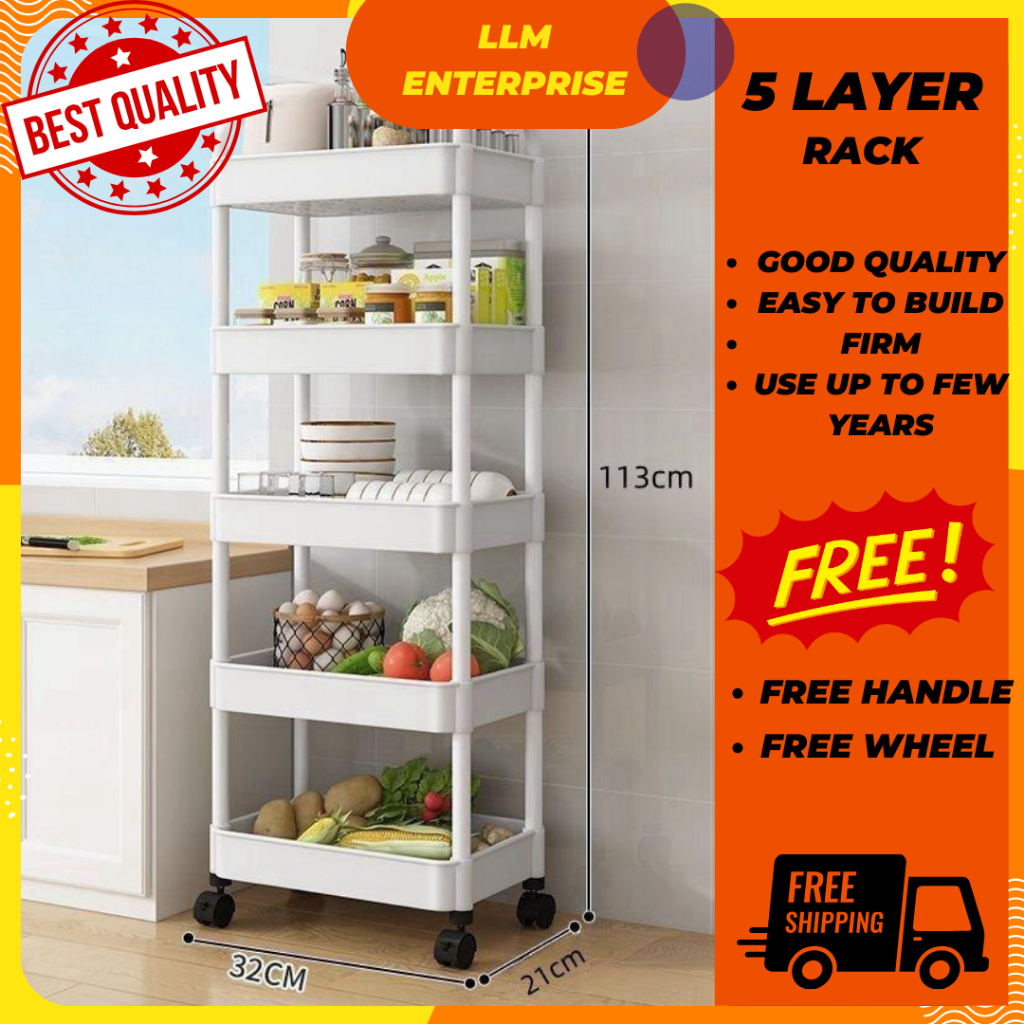 5 Tier Storage Rack with wheel Trolley Ikea trolley Kitchen Trolley ...