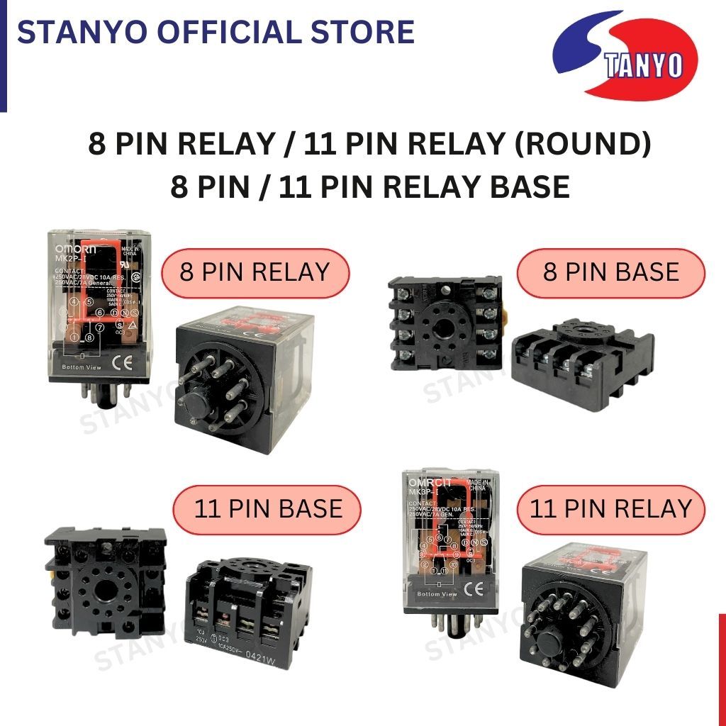 8 PIN RELAY / 11 PIN RELAY AND 8 PIN RELAY BASE / 11 PIN RELAY BASE FOR ...