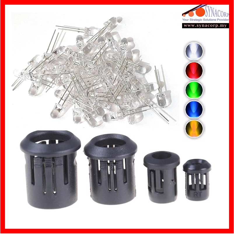 10PCS X 3MM 5MM 10MM LED Super Bright with LED Bezel Holder | Shopee ...