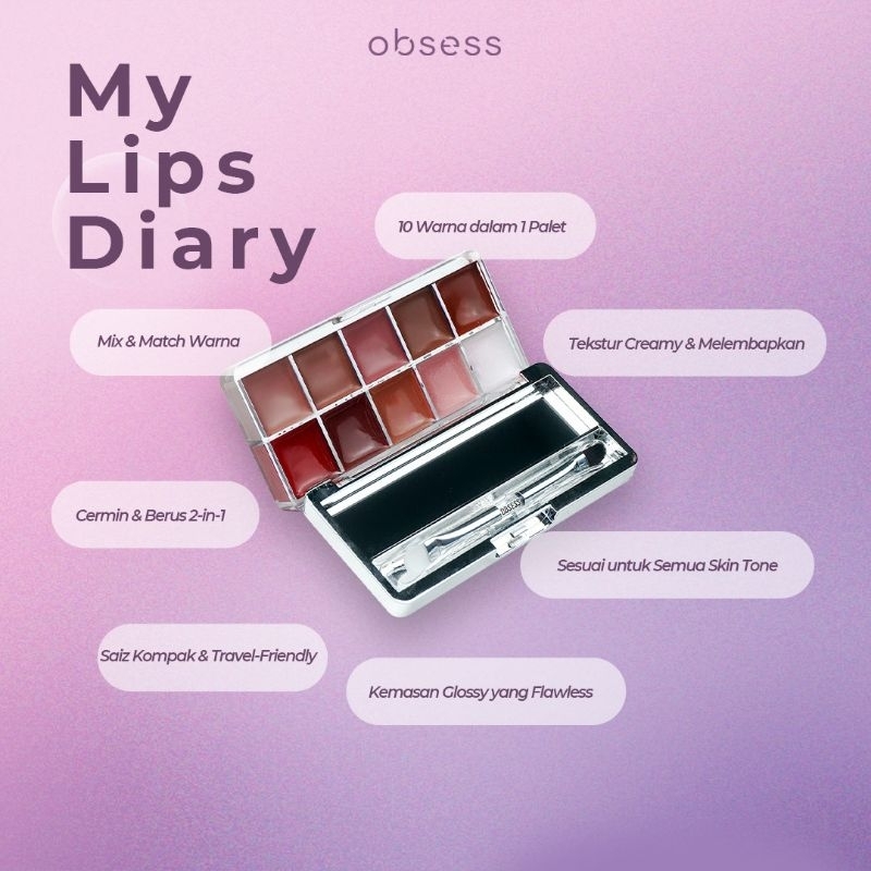[NEW ️] OBSESS COSMETICS LIPS DIARY | LUXURY ALL IN 1 PALETTE | 10 ...