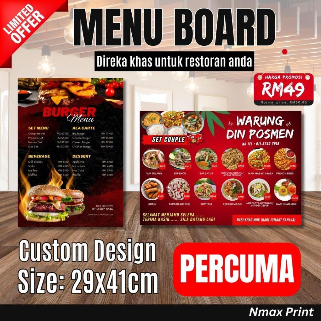 Papan Menu Makanan / Menu Board A3 Size - Free Design Editable | Shopee ...