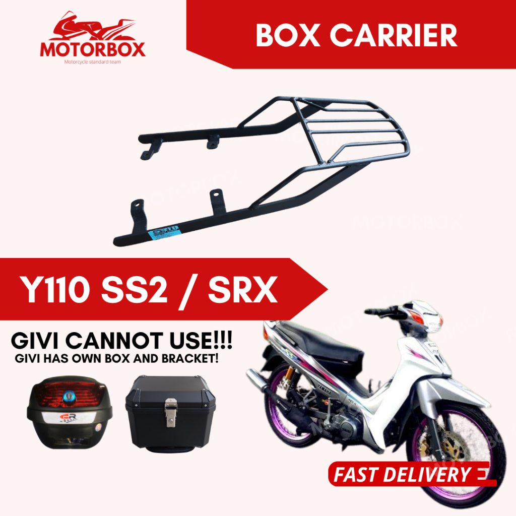 YAMAHA Y110 SS2 SRX REAR BOX MONORACK BOX CARRIER BRACKET KAKI TABAK HEAVY DUTY PVC KOTAK BESI ...