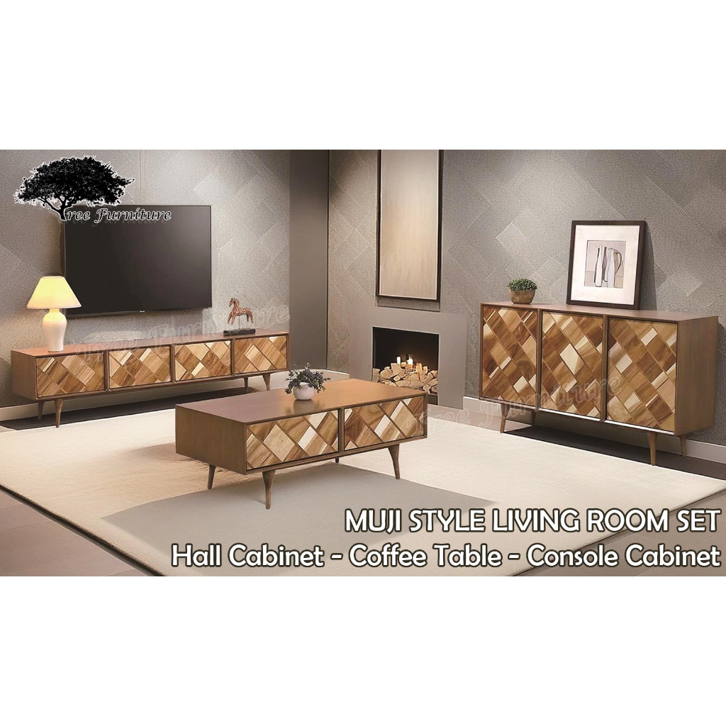 MUJI Style Living Room Set (Hall Cabinet/ Coffee Table/ Console Cabinet ...