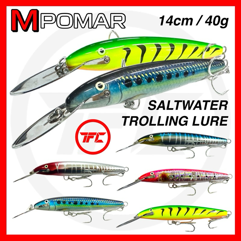 MPOMAR Saltwater Trolling Lure 14cm 40g Sinking Deep Sea Tenggiri Mackerel M Pomar Magnum ...