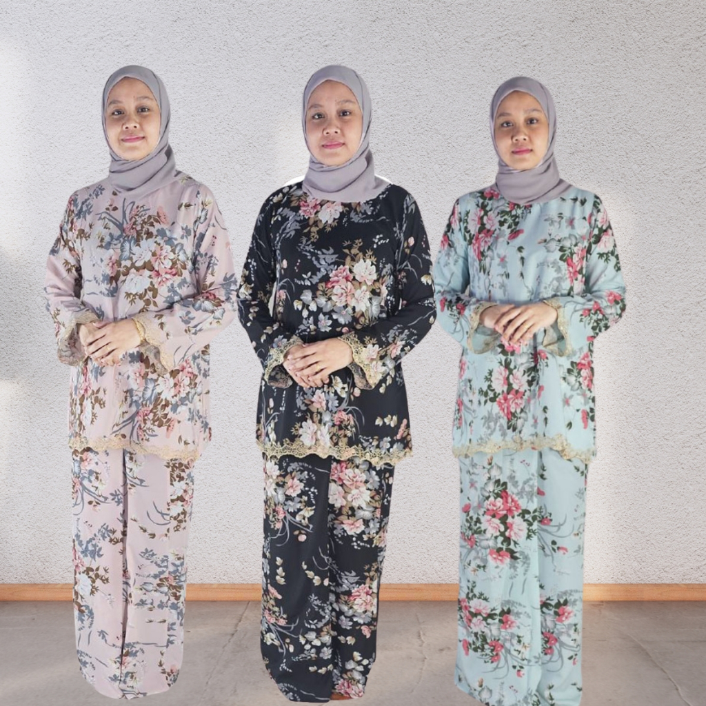 BAJU RAYA 2025!! Baju Kurung Kedah Floral Bersulam Exclusive Raya ...