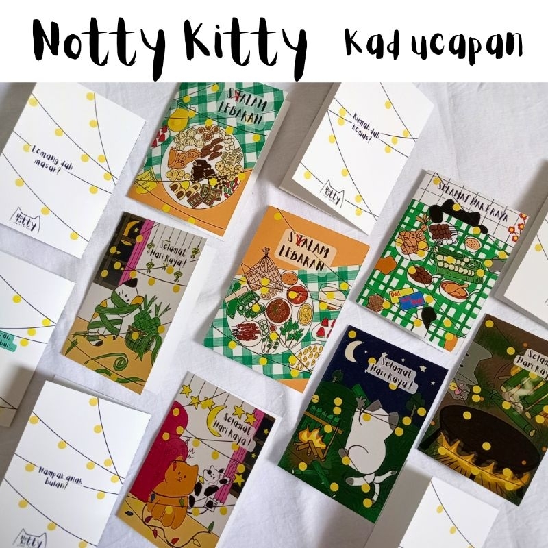 Notty Kitty Kad Raya/kad ucapan dengan sticker homemade | Shopee Malaysia