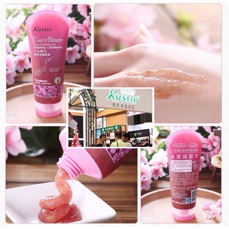 Kustie Sakura Body Exfoliating Cream 200ml Gentle Chicken Skin ...