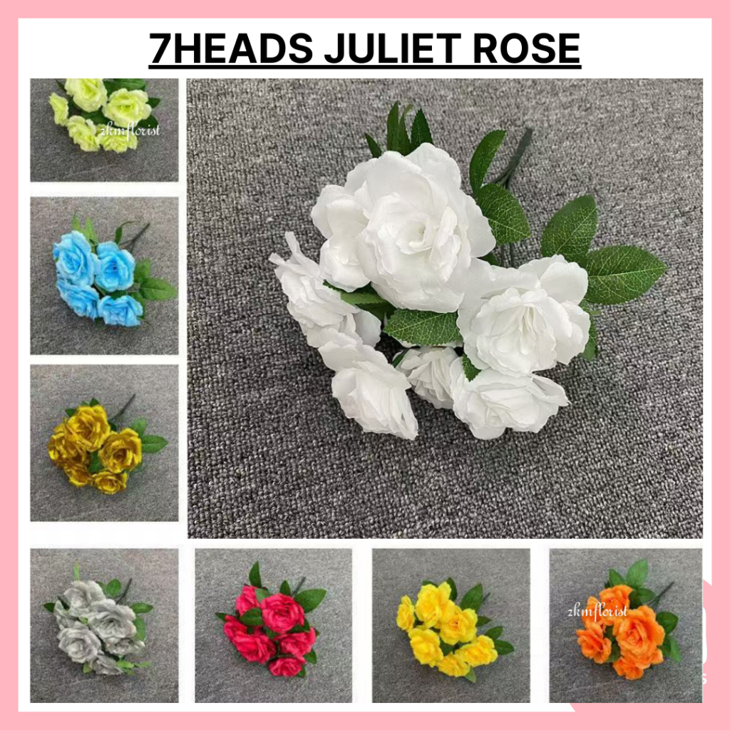 (7HEADS) JULIET ROSE Artificial Flower bunga dulang Wedding Decoration ...
