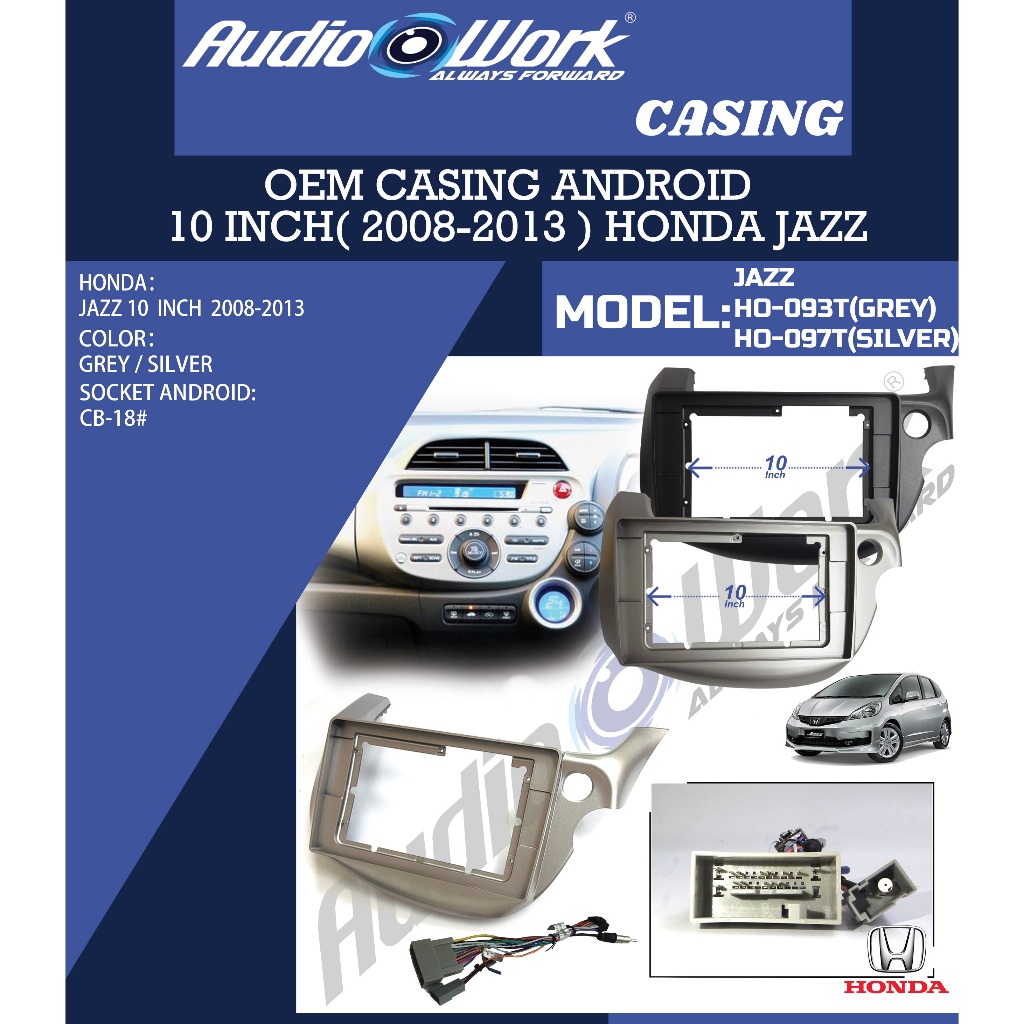 HONDA JAZZ 2009-2013 10Inci (Grey / Silver) Untuk Android Player Casing ...