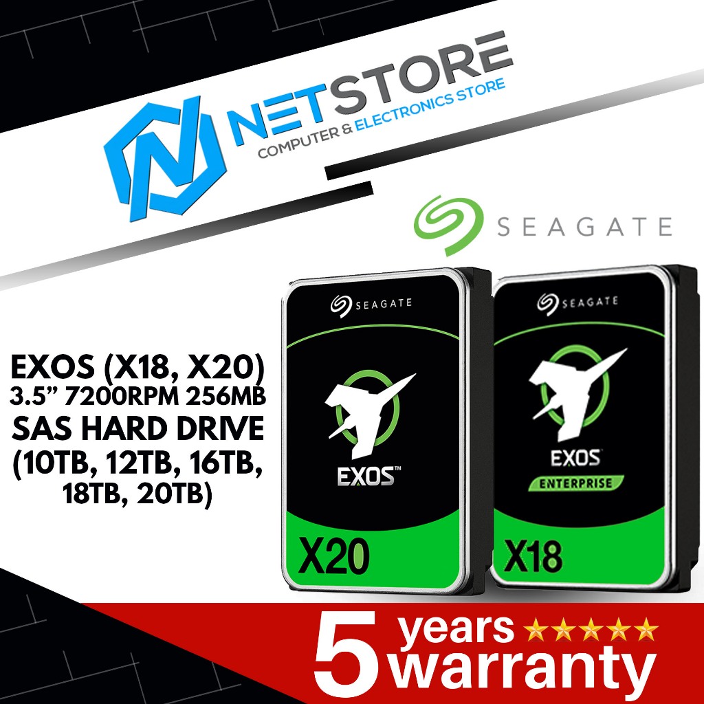 SEAGATE EXOS (X18, X20) 3.5” 7200RPM 256MB SAS HARD DRIVE (10TB, 12TB ...