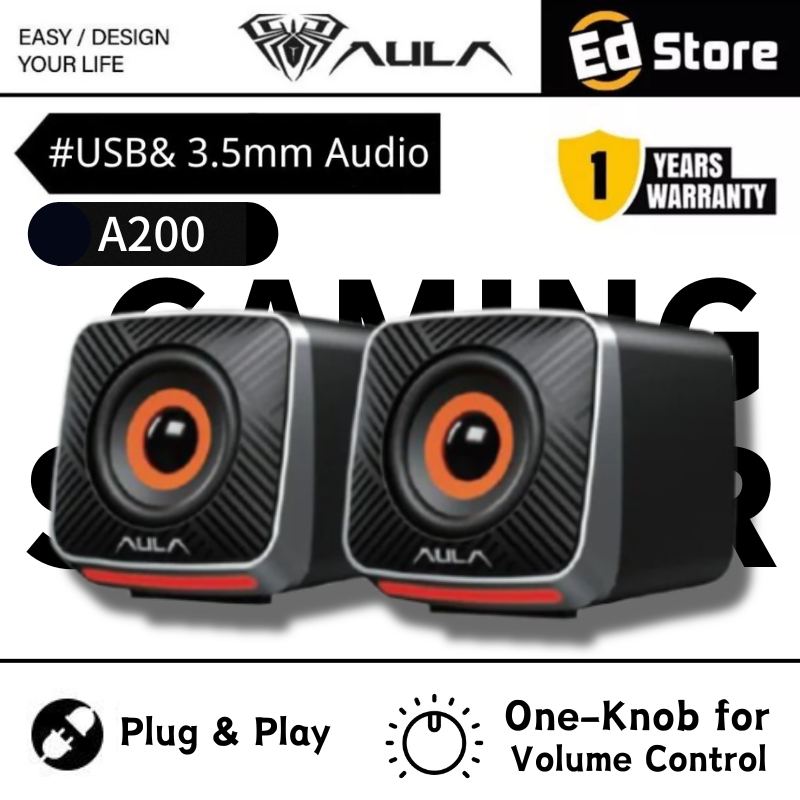 [ READY STOCK ] AULA A200 USB 2.0 SPEAKER RGB DESKTOP SPEAKER | PLUG ...