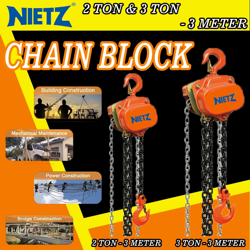 Nietz 2T/3M & 3T/3M Chain Block – Heavy Duty Hoist for Lifting ...
