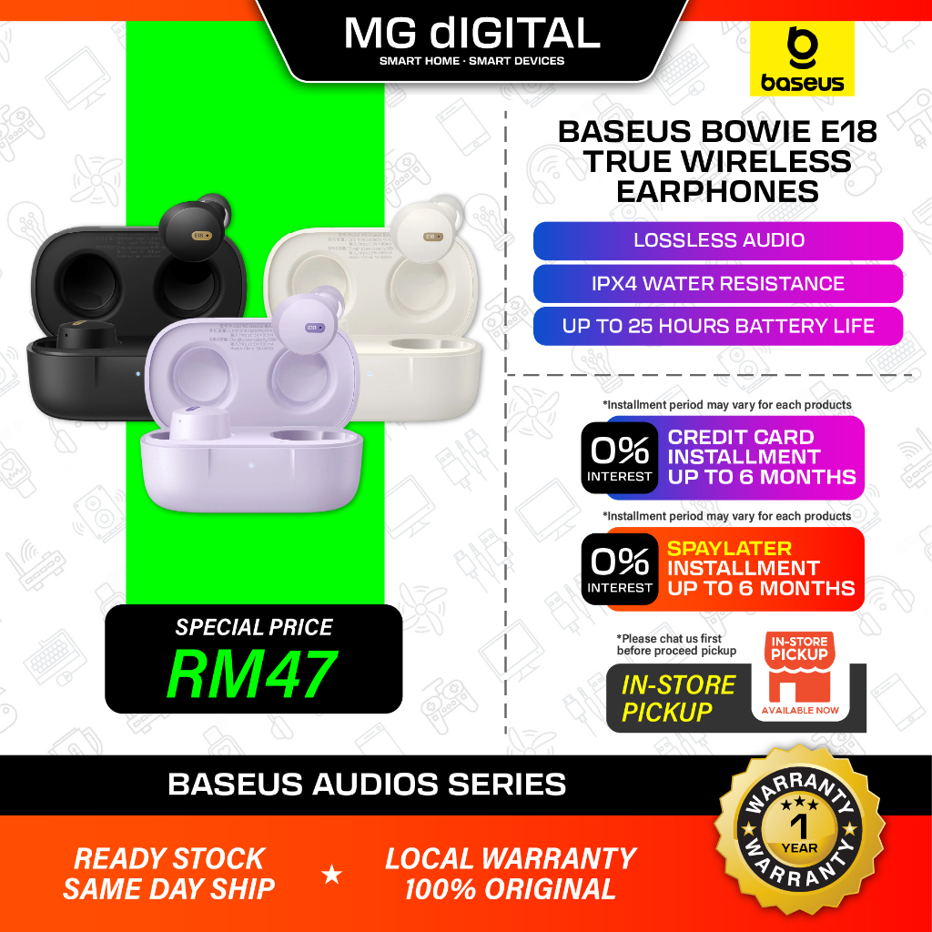 Baseus Bowie E18 True Wireless Earphones Up to 35 Hours Battery Life ...