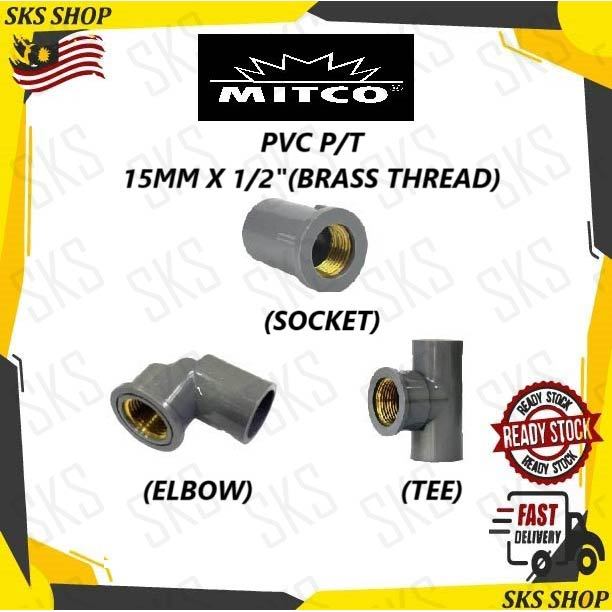 PVC P/T Socket , Tee , Elbow PVC Pipe Fitting With Brass Thread / PVC Fitting Brass Thread ...