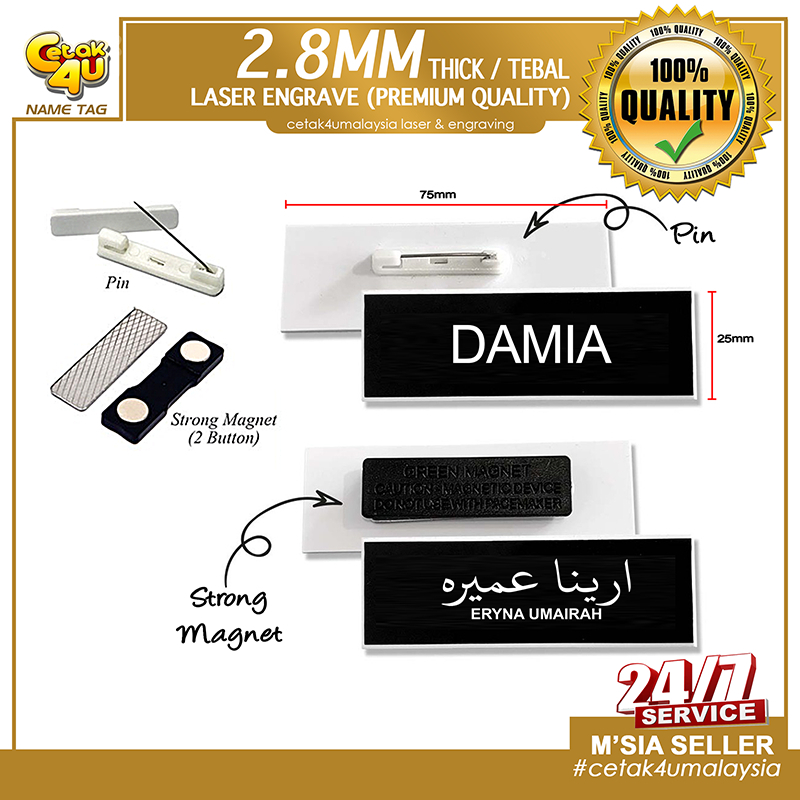 NAME TAG | TAG NAMA | PIN | MAGNET | Shopee Malaysia
