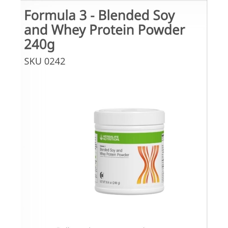 HERBALIFE F3 BLENDED SOY AND WHEY PROTEIN POWDER 240g | Shopee Malaysia