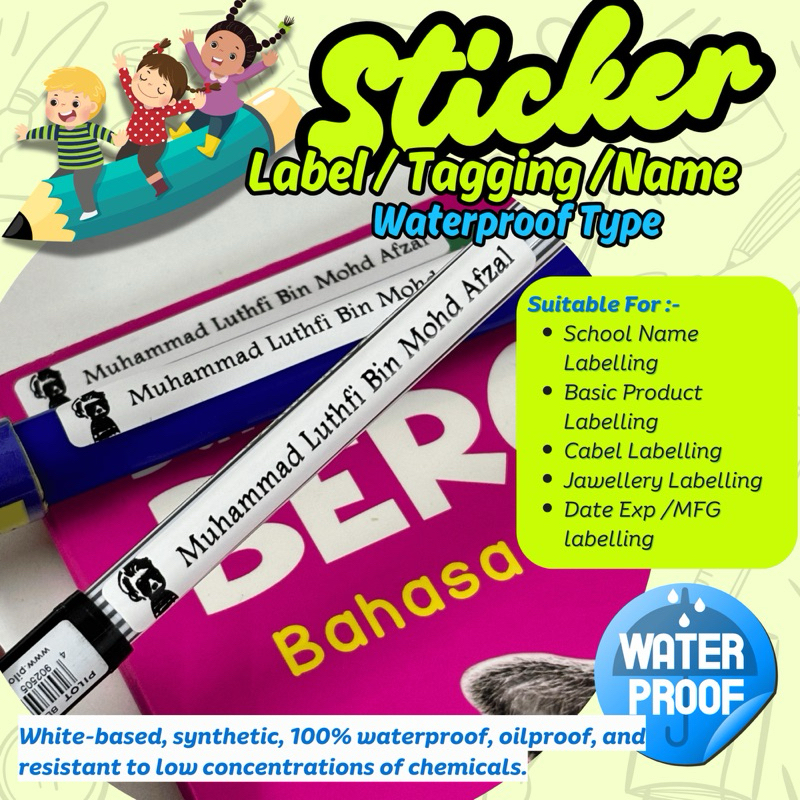 Sticker White Base (Synthetic) Tearproof, Waterproof | Sticker Nama ...