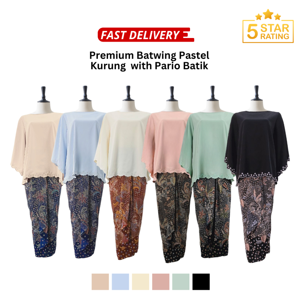 TRISSA: KURUNG MODERN BATWING PASTEL STYLE WITH BATIK PARIO #A4268 AND ...