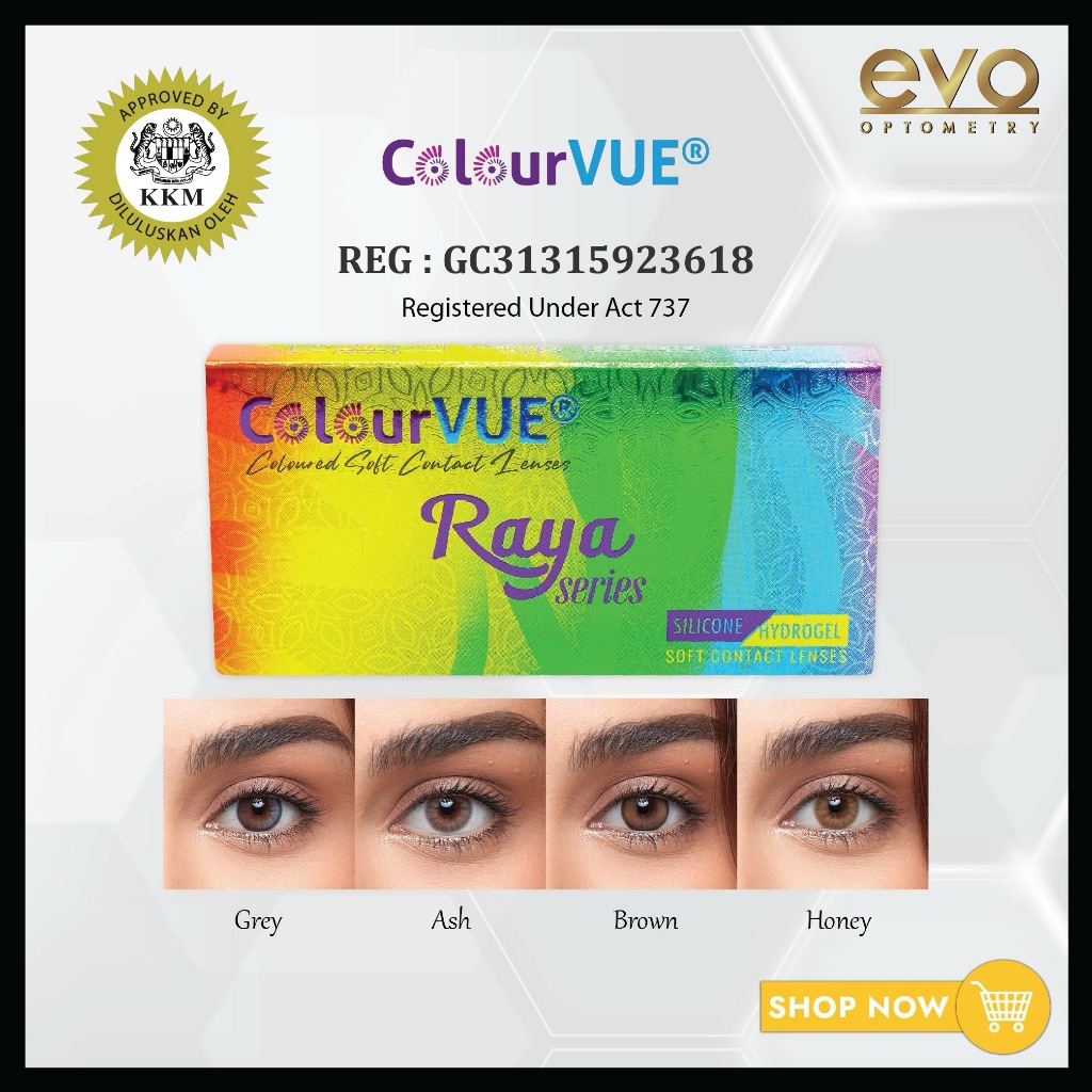 evo ColourVUE Raya Silicone Hydrogel Monthly Color Contact Lenses (2 ...