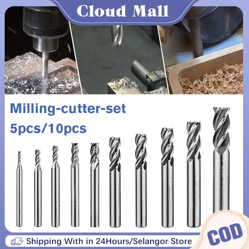10Pcs Milling Cutter Set Tungsten Carbide End Mill Hss End Milling ...