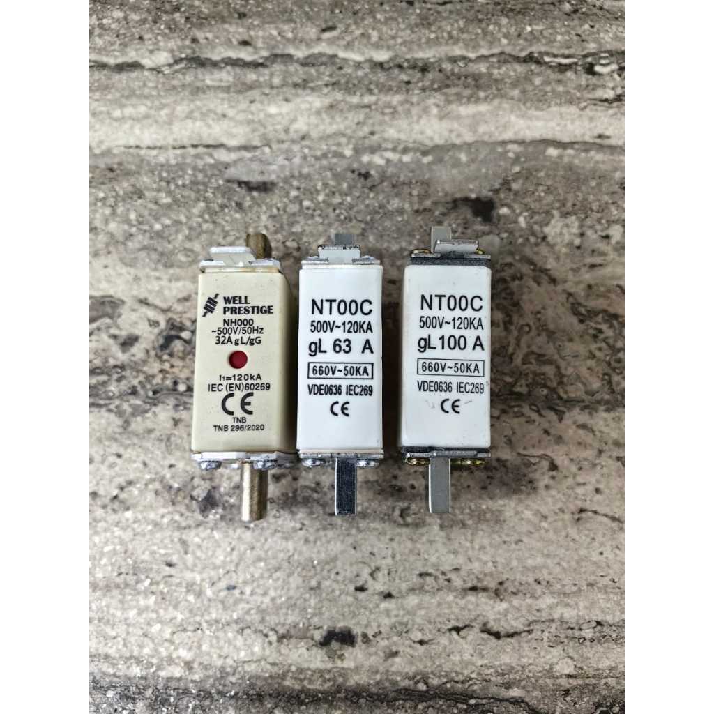 *READY STOCK* NT00C 32A, 63A,100A ,160A, 200A CUT OUT FUSE / KNIFE FUSE / BLADE FUSE TNB ...